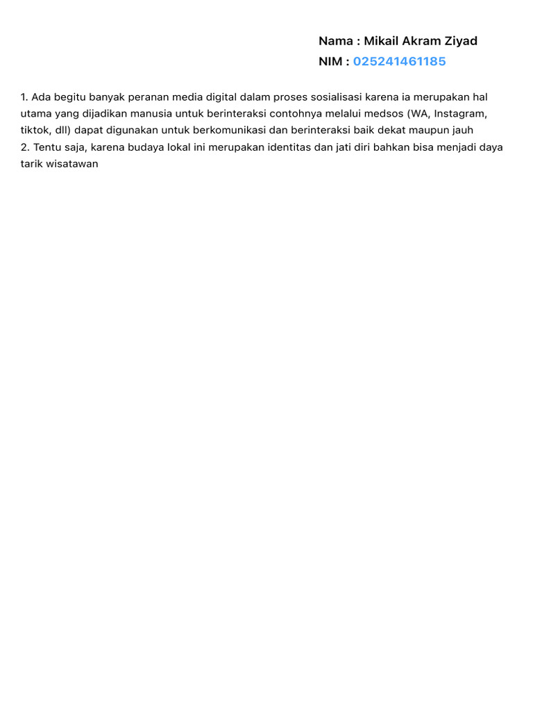 Nama - Mikail Akram Ziyad | PDF
