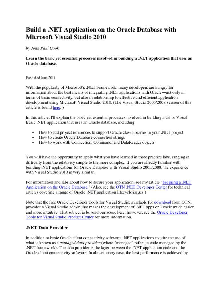 Oracle | PDF | Oracle Database | Microsoft Visual Studio
