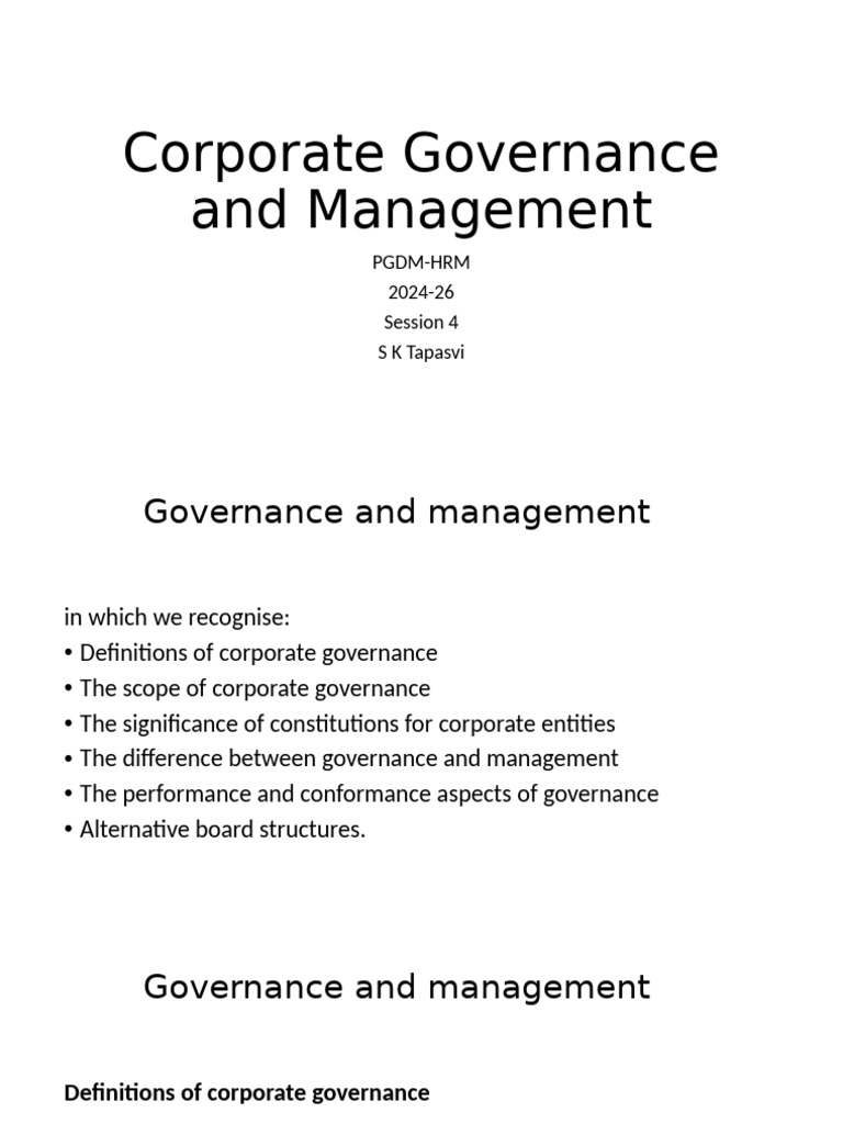 Understanding Corporate Governance Essentials | PDF | Corporate ...