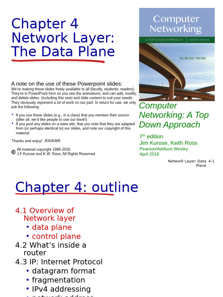 CH 4 - Network Layer - Data Plane | PDF | I Pv6 | Internet Protocols