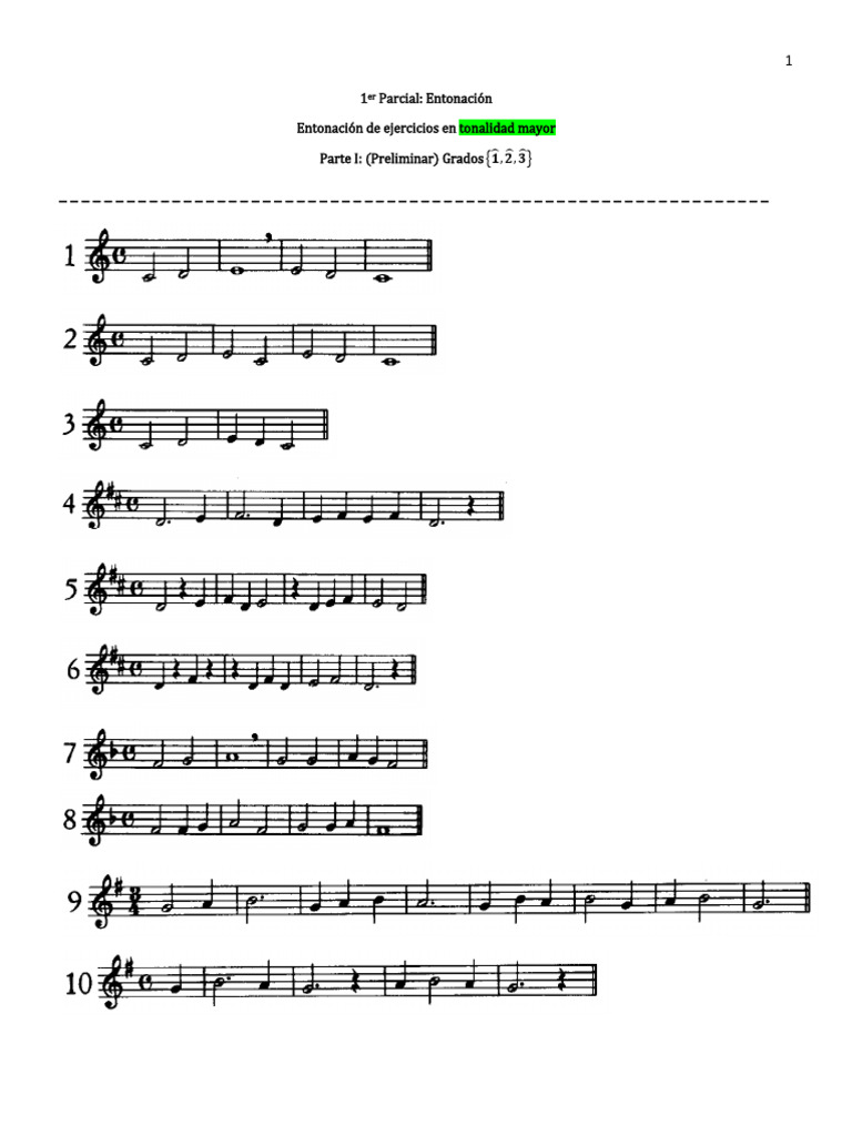Ejercicios de Entonación Musical | PDF