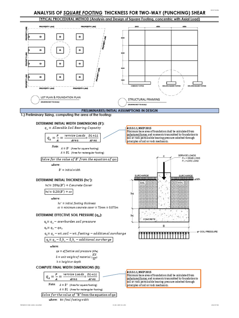 Square Footing Design and Analysis Guide | PDF | Applied And ...