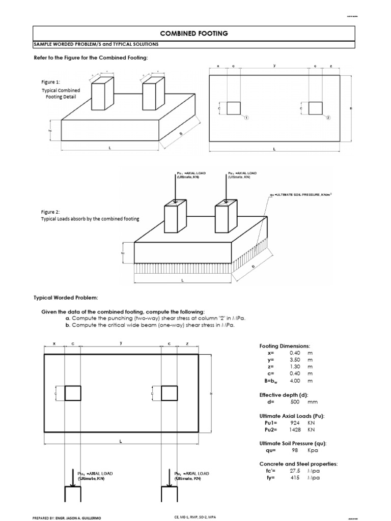 Combined Footing Shear Stress Calculations | PDF | Pascal (Unit ...