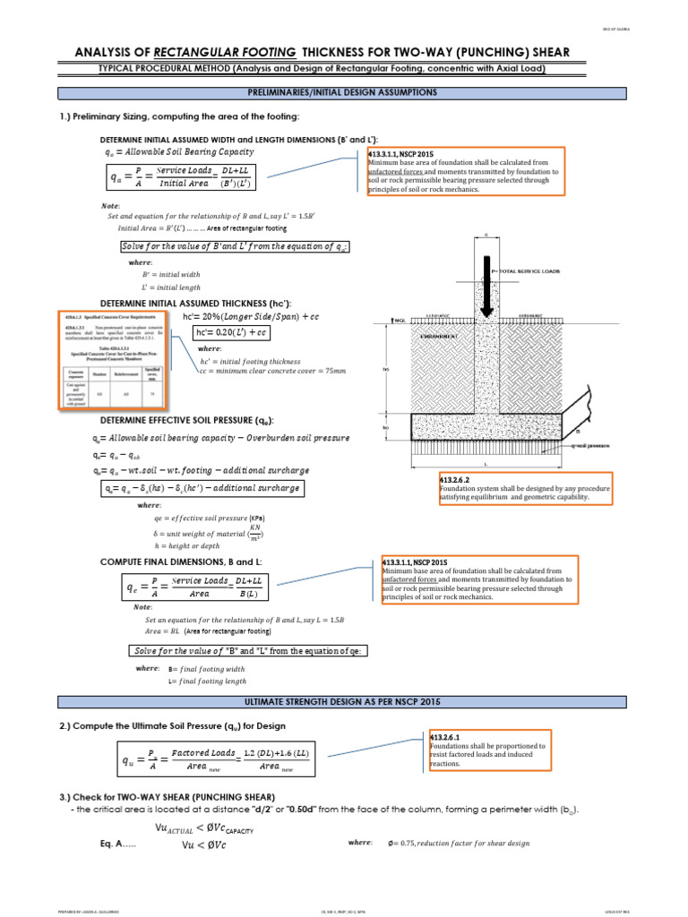 RECTANGULAR FTG TWO WAY SHEAR Typical Procedures | PDF | Physical ...