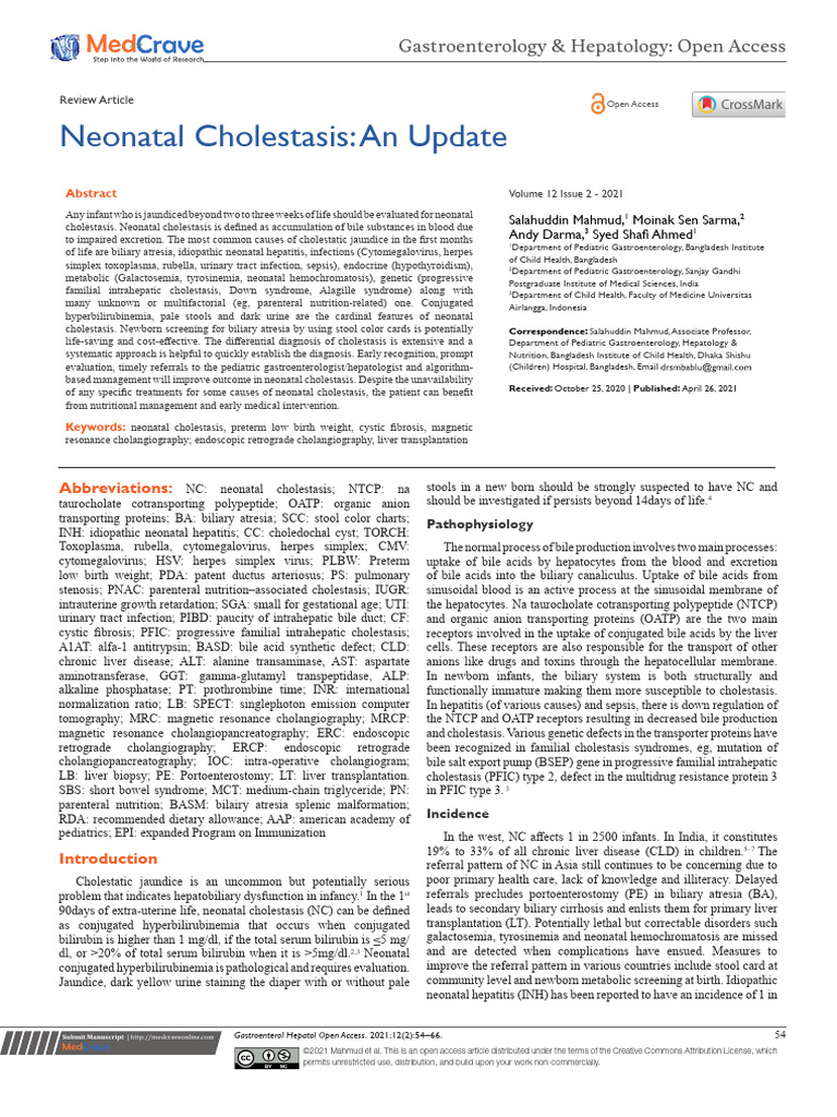Neonatal Cholestasis | PDF | Liver | Medical Specialties