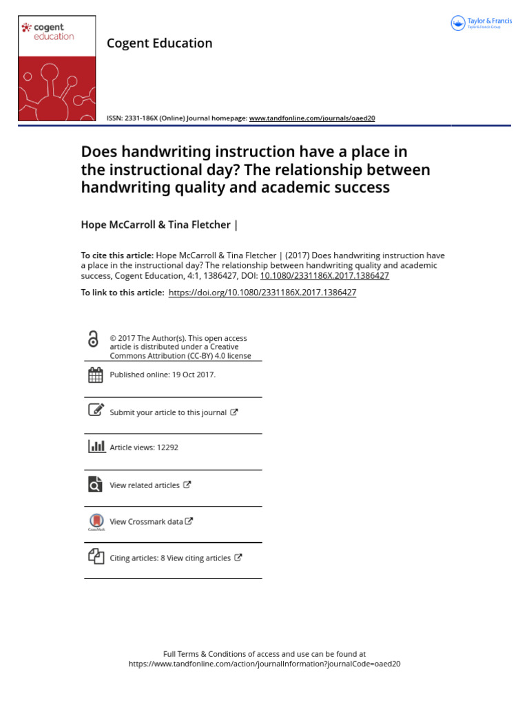 Does Handwriting Instruction Have A Place in The Instructional Day The ...