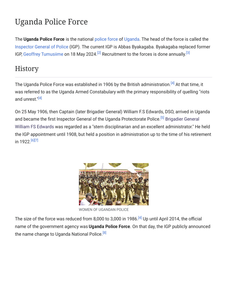 Uganda Police Force - Wikipedia | PDF | Uganda | Law Enforcement