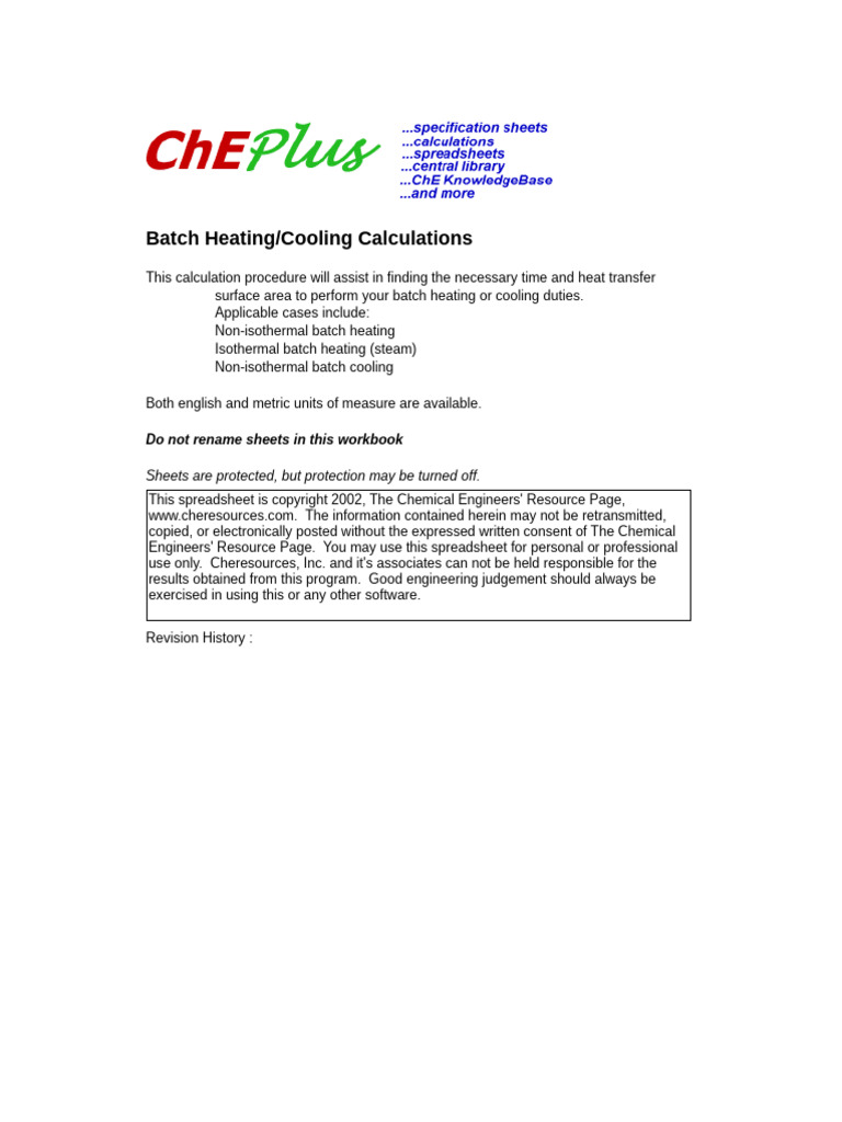 Batch Heating and Cooling Calculations | PDF | Heat | Heat Transfer