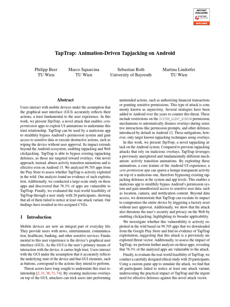 Usenix25 Taptrap Paper | PDF | Http Cookie | Mobile App