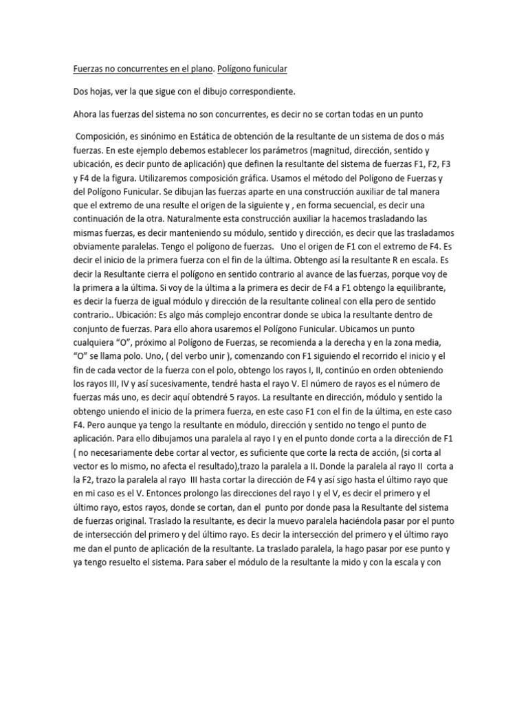 Estática y Resistencia de Materiales 2021 TP2. Polígono Funicular | PDF | Vector Euclidiano | Fuerza