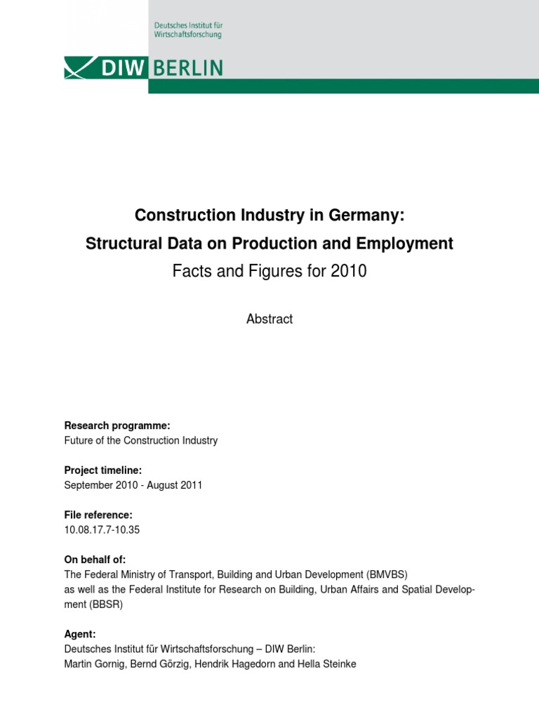 Construction Industry in Germany: Structural Data On Production and ...