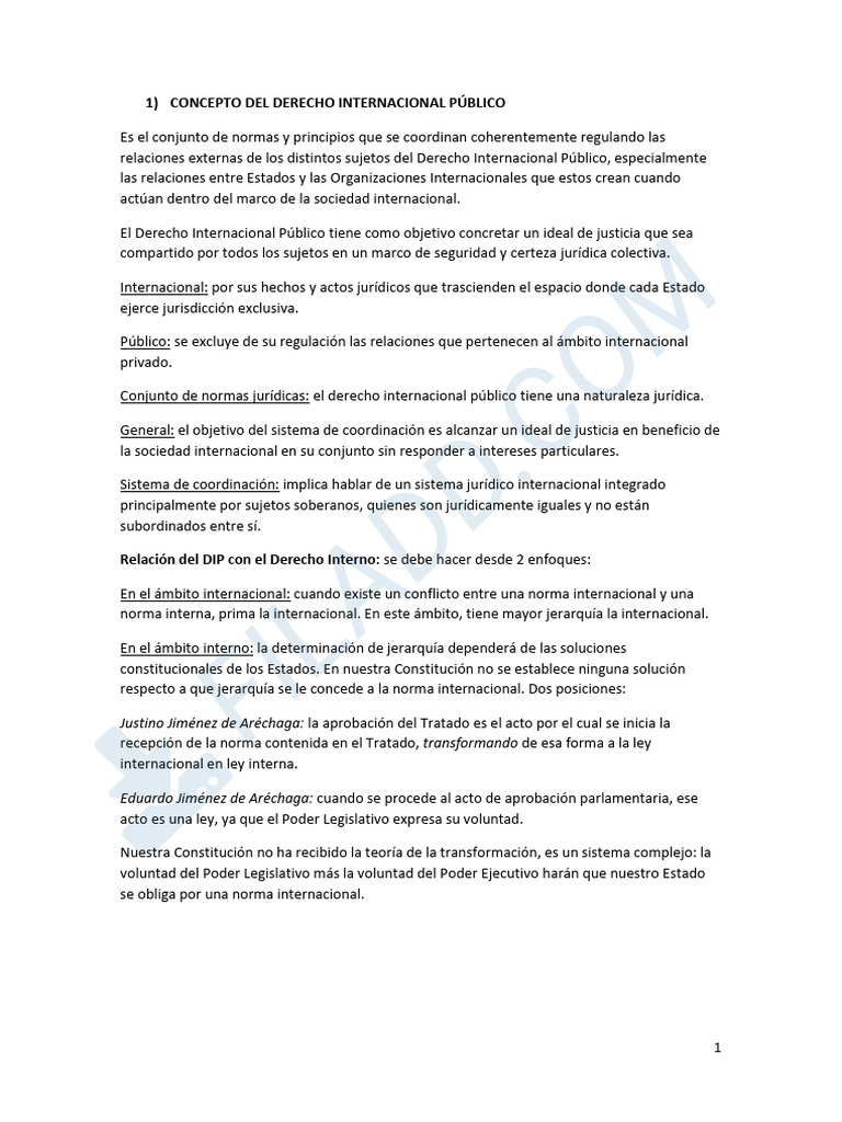 Conceptos Clave del Derecho Internacional Público | PDF | Tratado ...