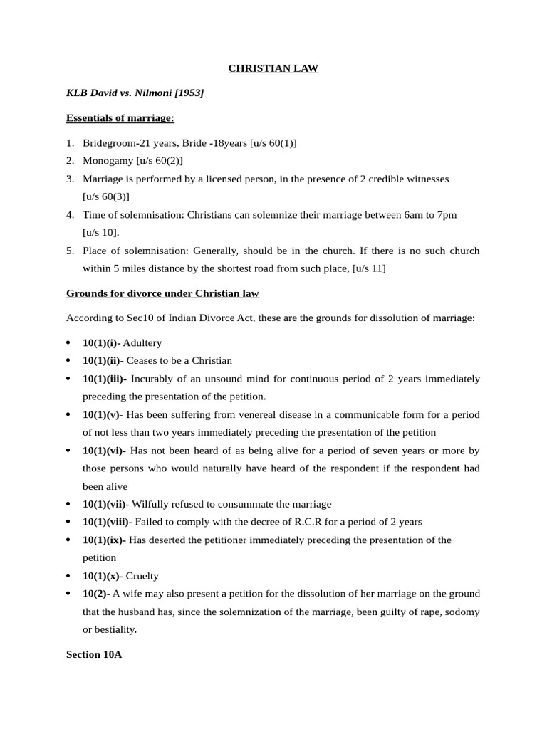 Grounds for Divorce in Christian Law | PDF
