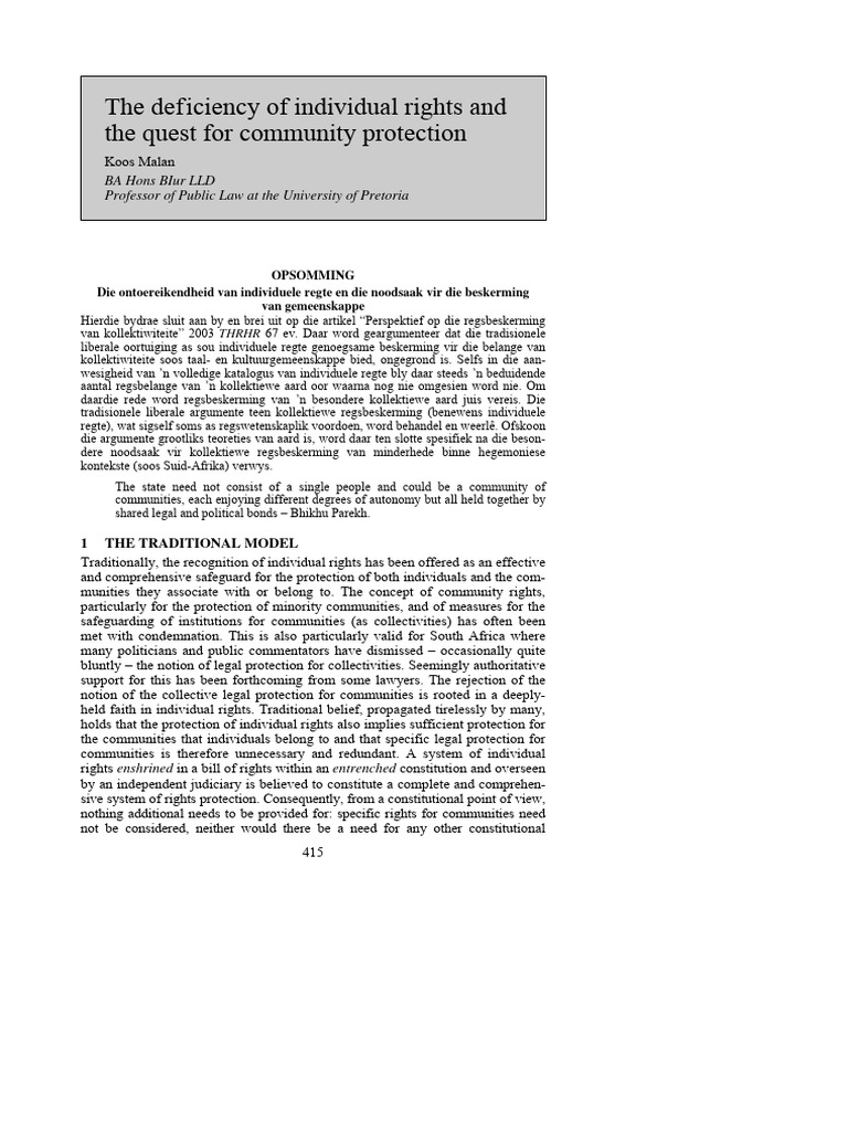 The Deficiency of Individual Rights and | PDF | Minority Group ...