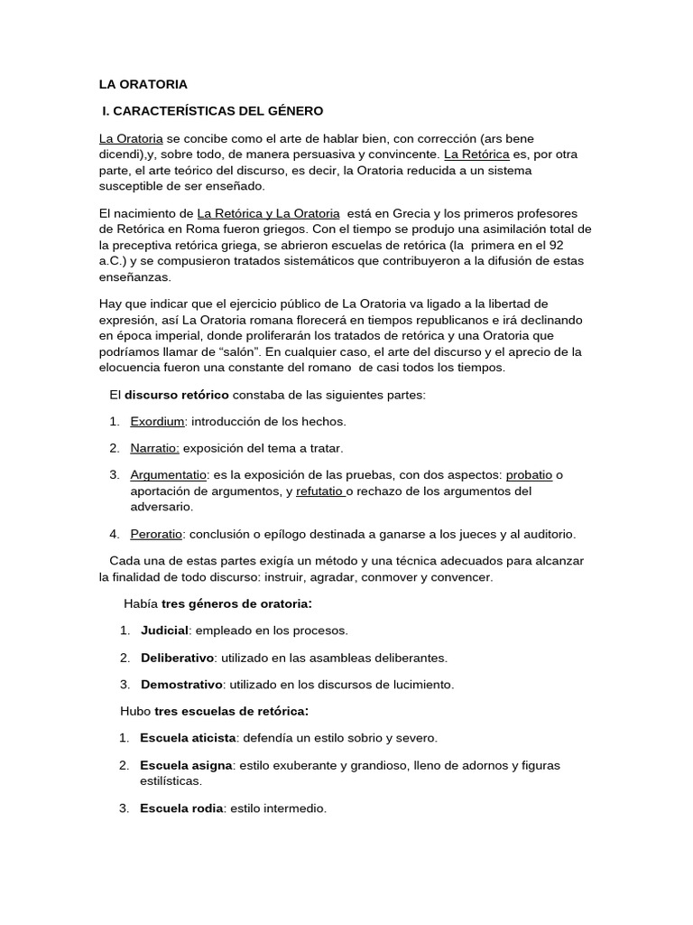 Historia y características de la oratoria | PDF | Retórica | Cicerón