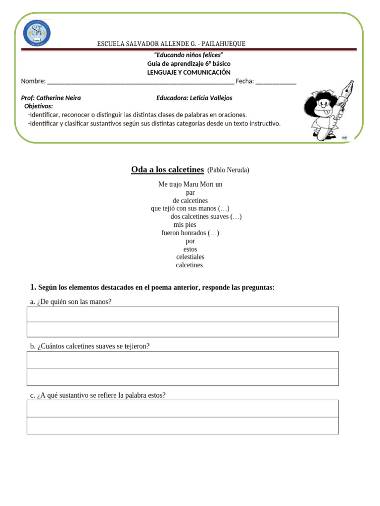 Guia 6° Adjetivos | PDF | Adjetivo | Palabra