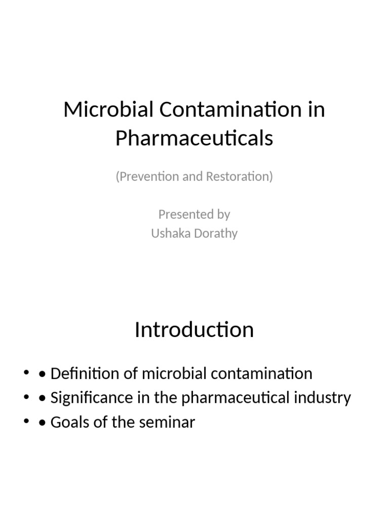 Microbial Contamination in Pharmaceuticals | PDF