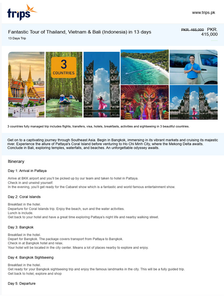 Fantastic Tour of Thailand Vietnam & Bali (Indonesia) in 13 Days | PDF ...