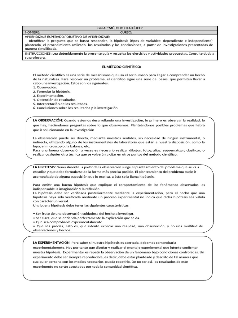 Guia Graficos, Variables Metodo Cientifico | PDF | Experimentar | Hipótesis