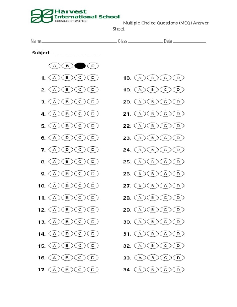 MCQ Answer Sheet Template | PDF