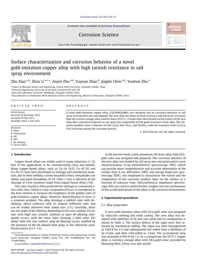 Surface Characterization and Corrosion B | PDF | Corrosion | X Ray ...