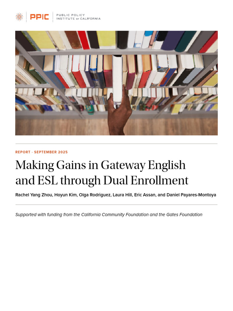 Making Gains in Gateway English and ESL Through Dual Enrollment - September 2025 | PDF | English ...
