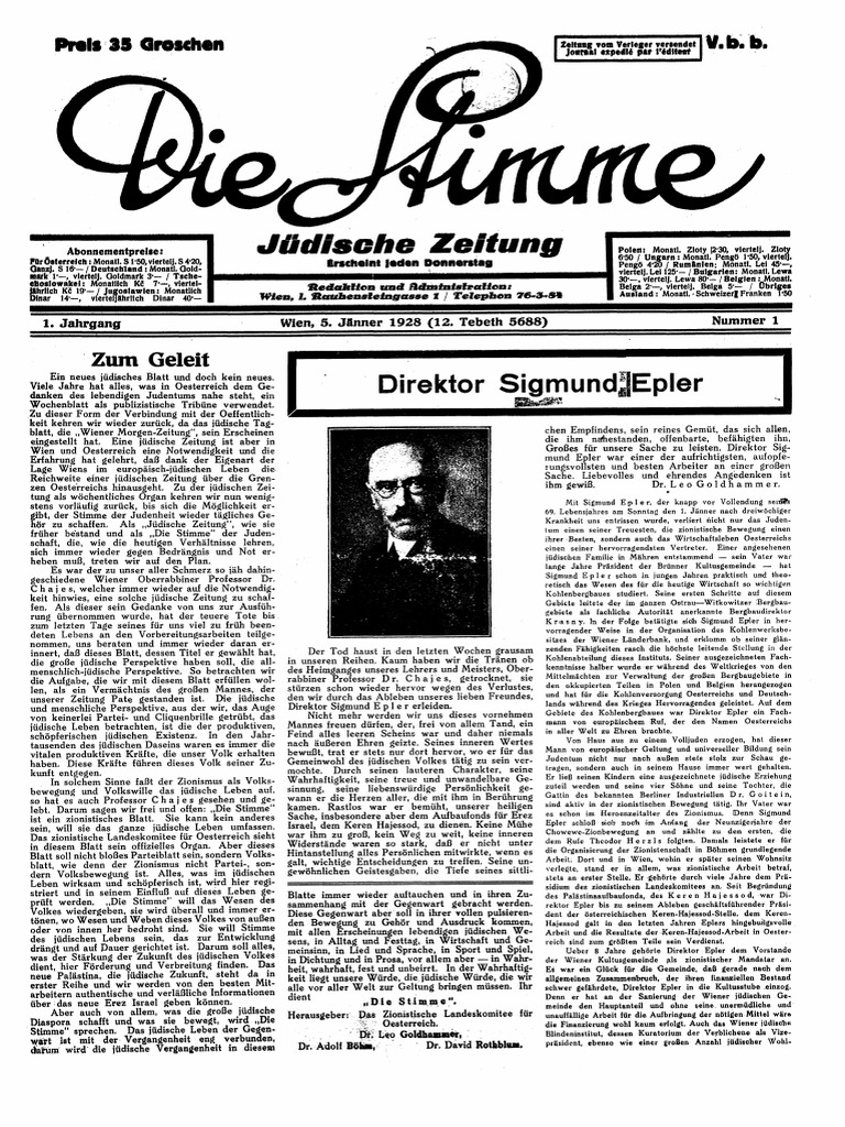Die Stimme 001 Jüdische Zeitung 05.01.1928 | PDF