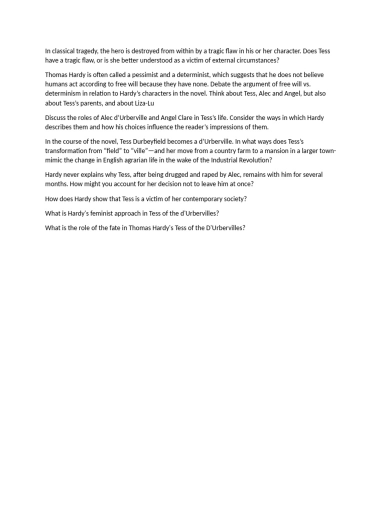 Tess Questions | PDF