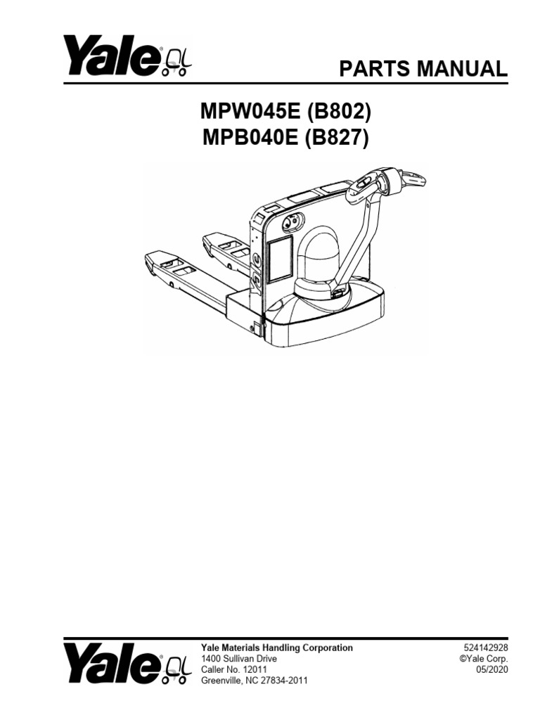 Yale B802 B827 Parts Manual Guide | PDF | Manufactured Goods