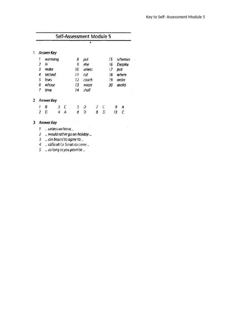 Self - Assessment Module 5 - Key | PDF