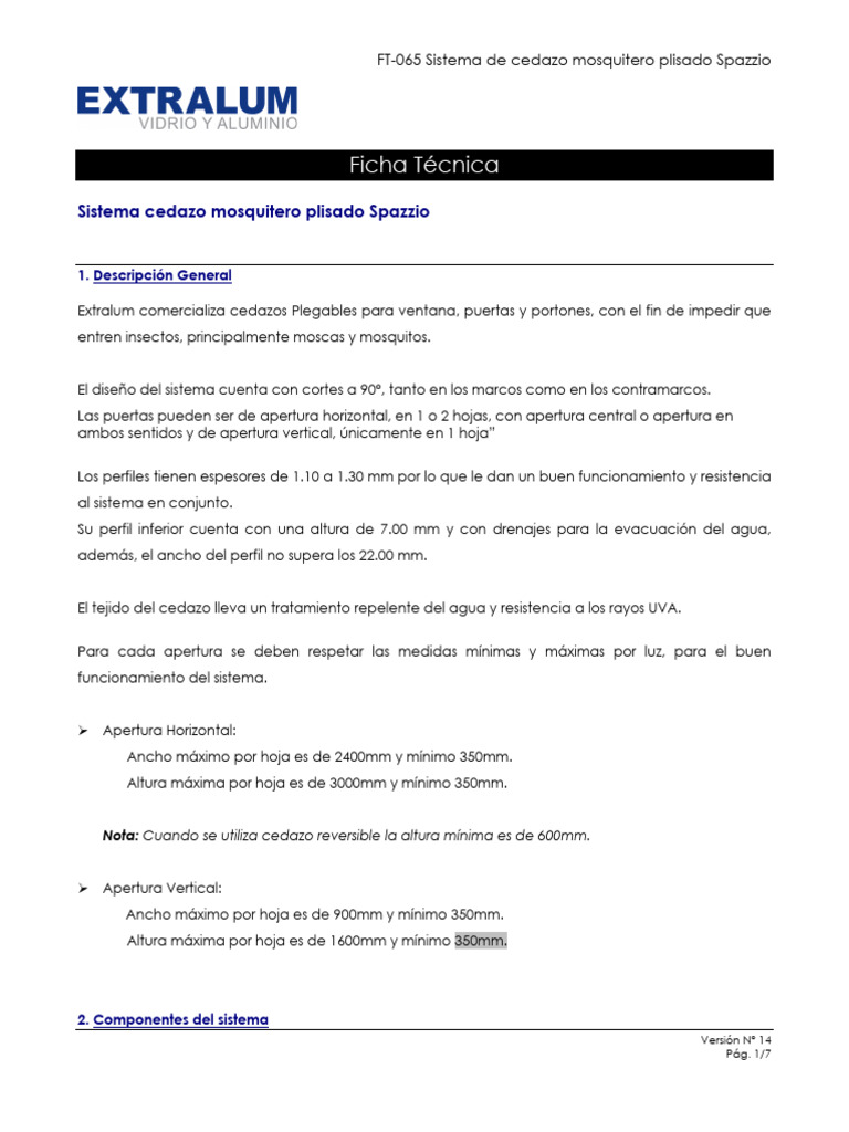 Cedazo Mosquitero Plisado Spazzio | PDF