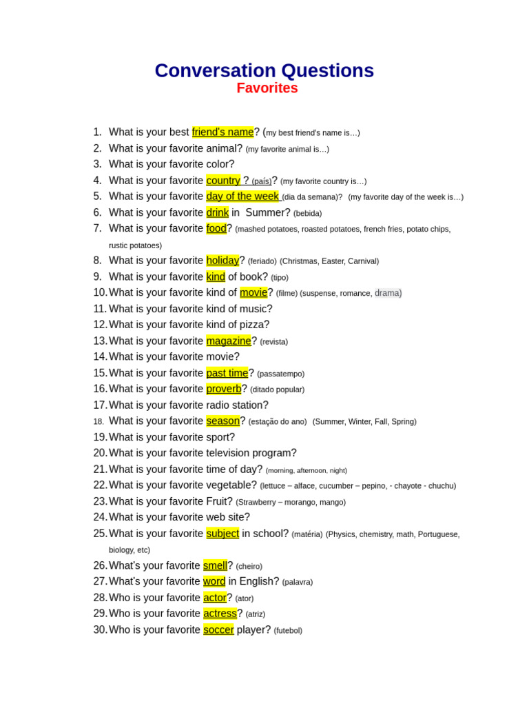 Engaging Conversation Questions List | PDF