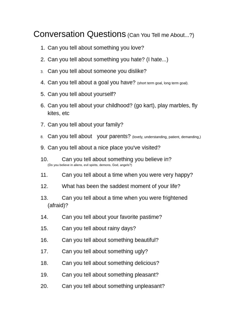Engaging Conversation Questions List | PDF