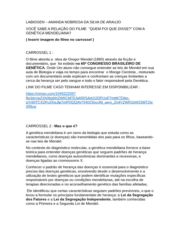 Genética Mendeliana Labiogen | PDF | Genética | Ciências da Vida