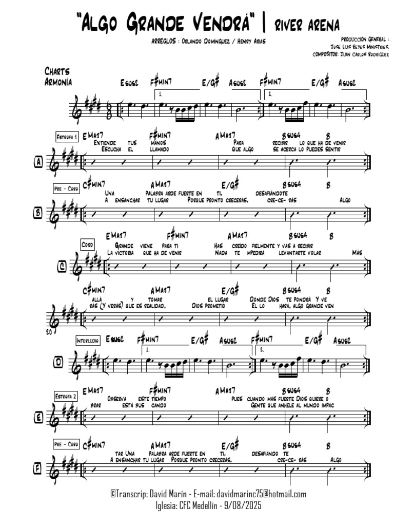 Algo Grande Vendrá - Charts | PDF