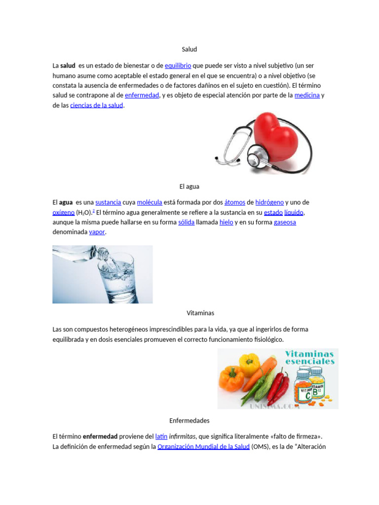 Salud y bienestar: conceptos clave | PDF | Higiene | Agua