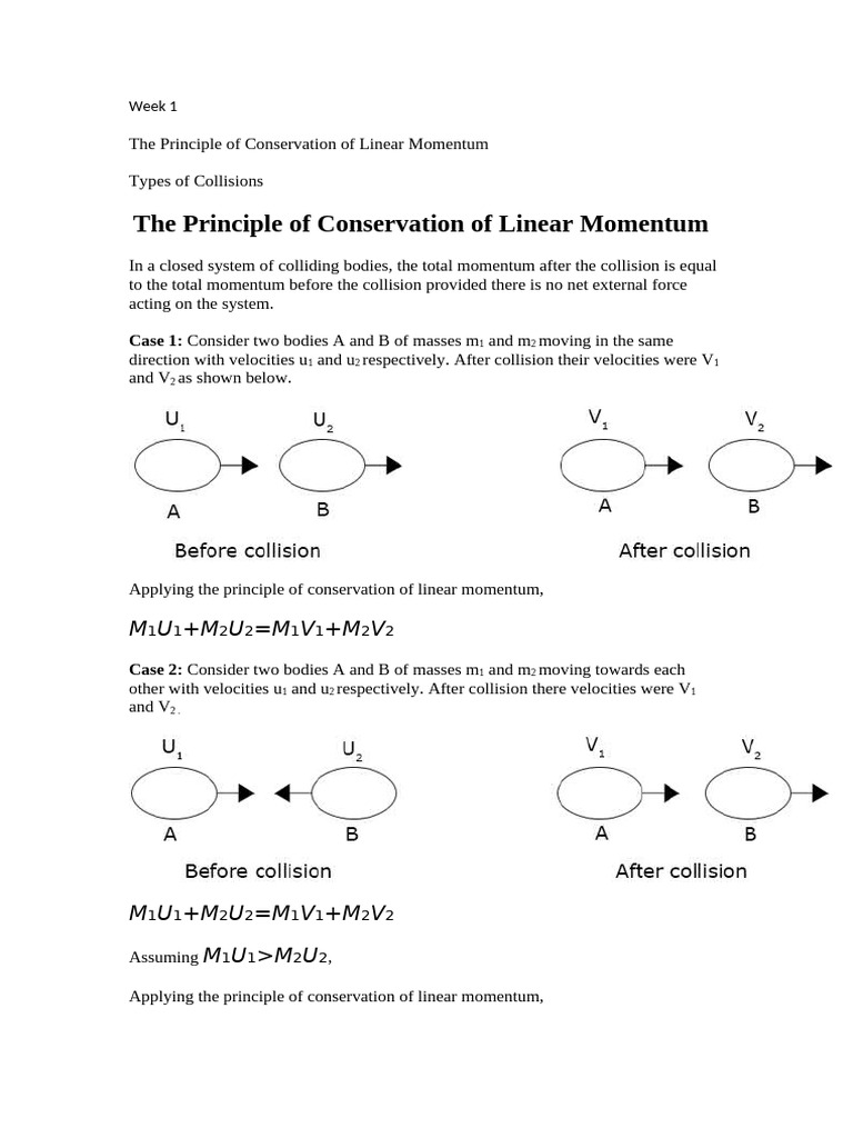 Conservation of Linear Momentum in Collisions | PDF