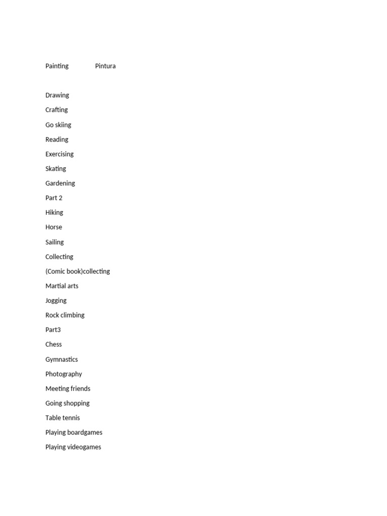 Hobbies and Activities List | PDF