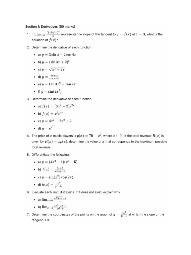Mcv4u Final Exam Version 2 | PDF