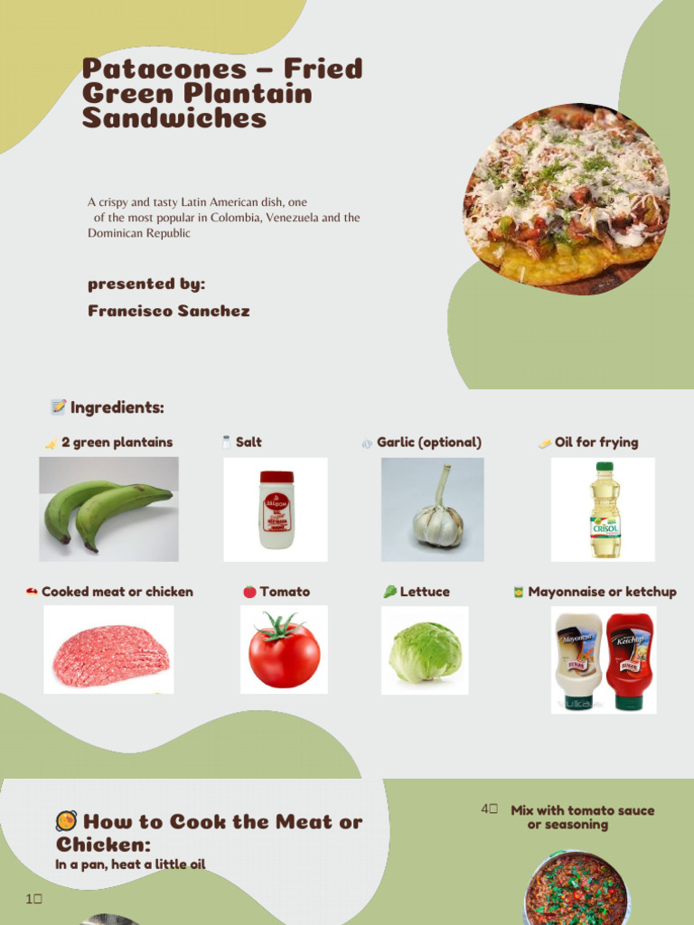 Patacones – Fried Green Plantain Sandwiches | PDF