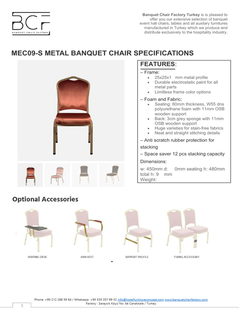 Mec09 S Metal Banquet Chair Made in Turkey | PDF | Manufactured Goods ...