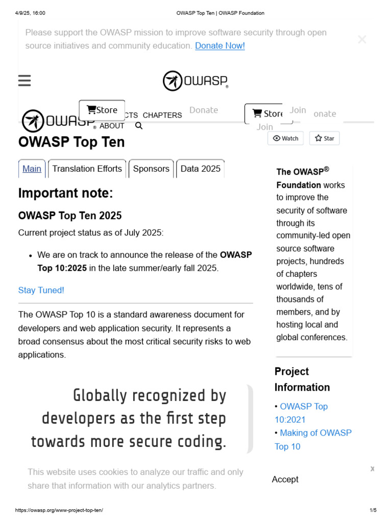 OWASP Top Ten _ OWASP Foundation | PDF | Software | Computer Security