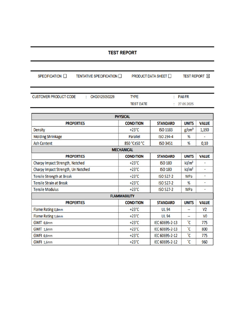 Glow Wire Test Report-SINIT | PDF