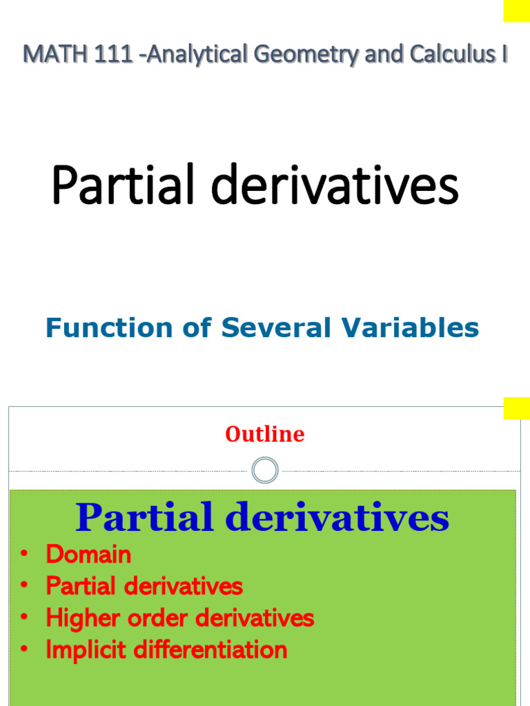 Understanding Partial Derivatives in Calculus | PDF | Derivative ...