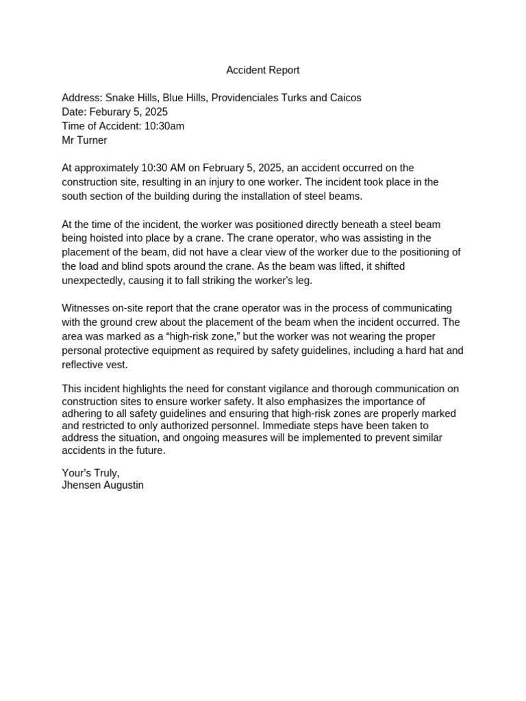 Construction Accident Report - Feb 2025 | PDF
