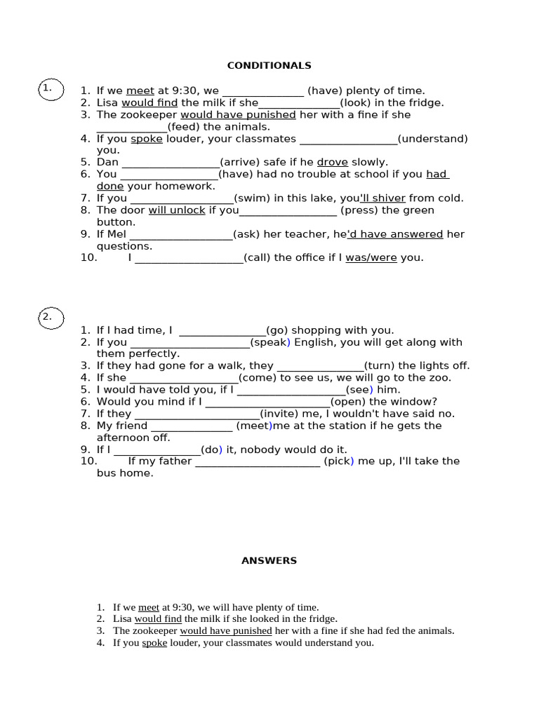 CONDITIONALS Exercises Mix | PDF | Chess Openings | Chess