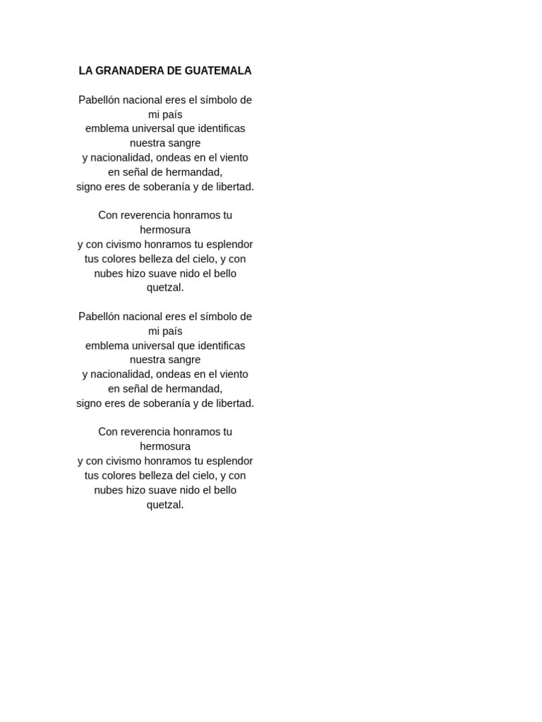 Letra de La Granadera de Guatemala | PDF