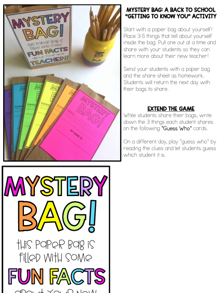 Back to School Mystery Bag Activity | PDF