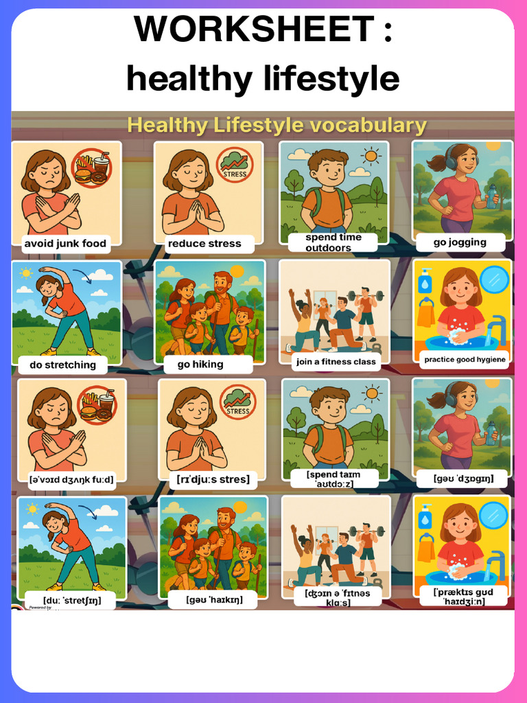 Worksheet "Healthy Lifestyle A2" | PDF