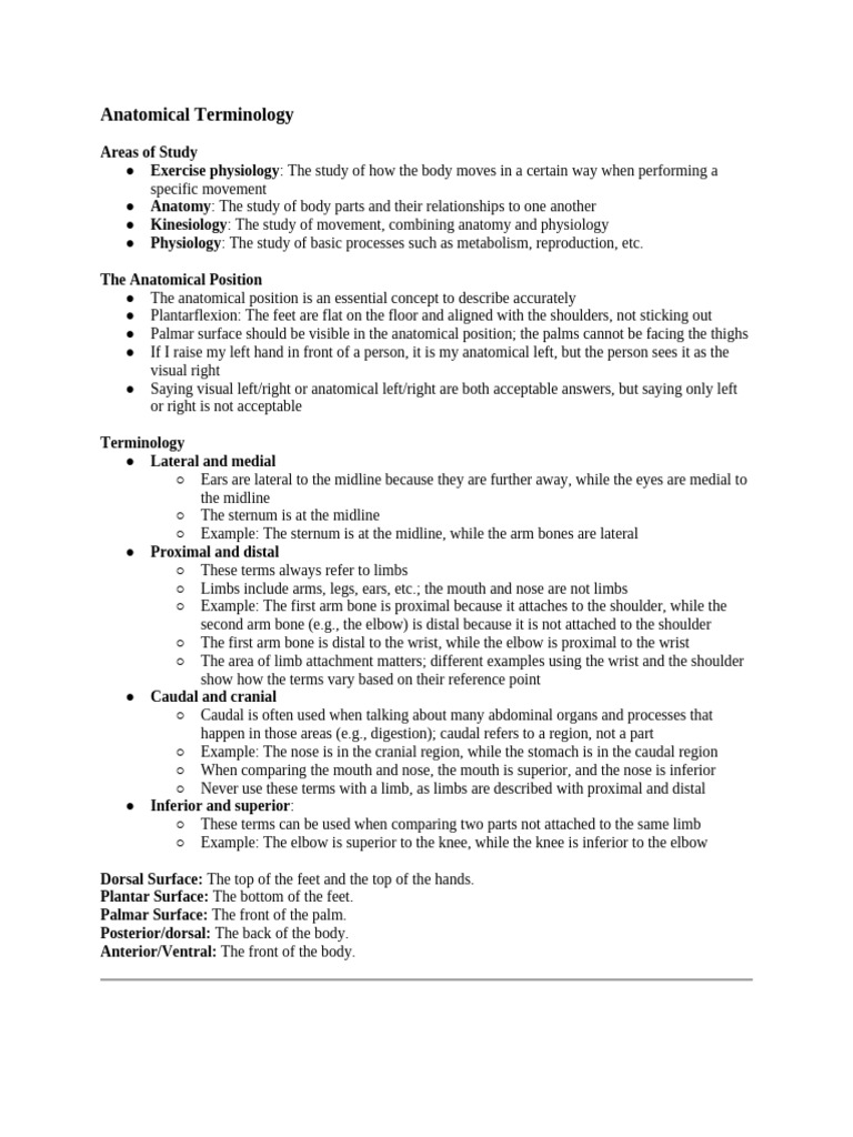 Kinesiology Notes - Anatomy and Physiology | PDF | Anatomical Terms Of ...